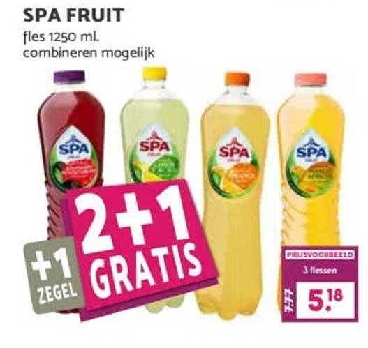 Spa Fruit Fles 1250 Ml. Combineren Mogelijk 2+1 Gratis +1 Zegel ...