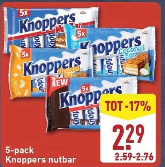 5-Pack Knoppers Nutbar aanbieding bij ALDI