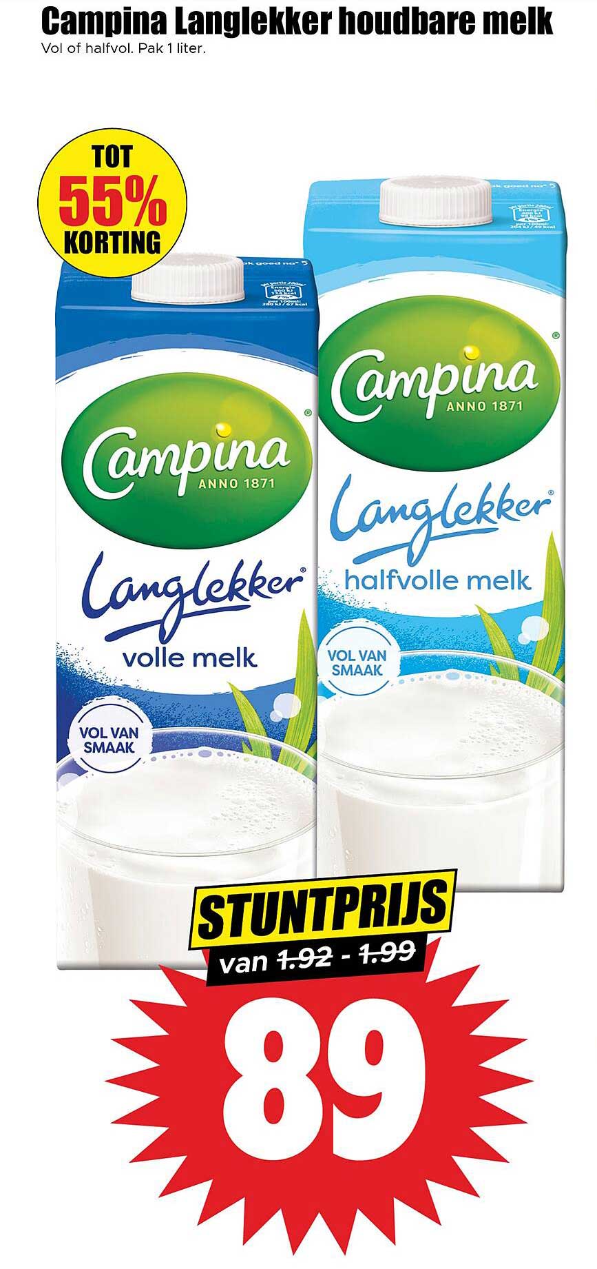 Campina Langlekker Houdbare Melk Aanbieding bij Dirk - FolderFeest.nl