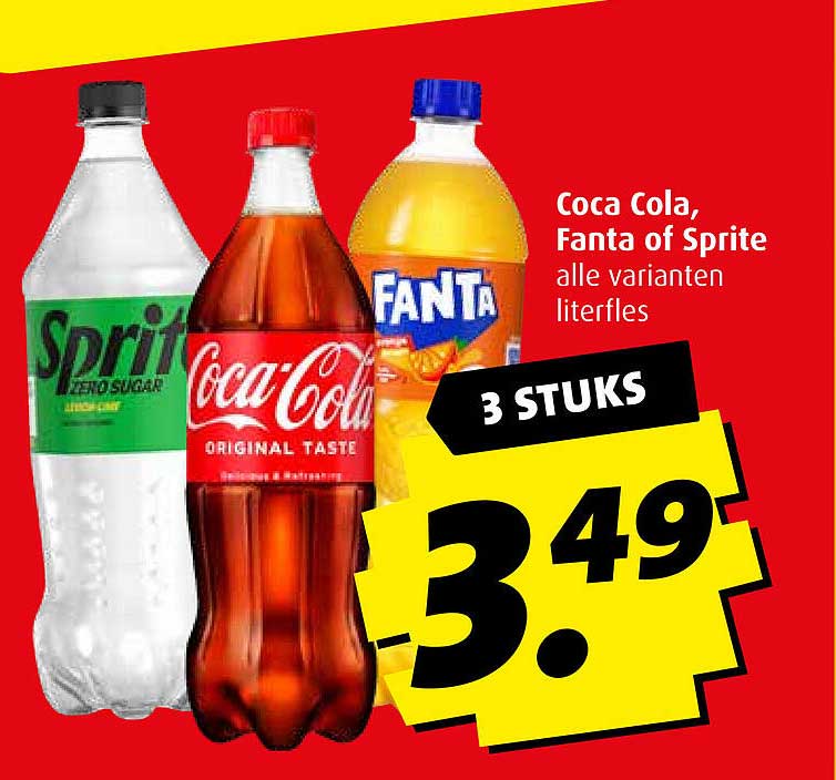Coca Cola, Fanta Of Sprite Alle Varianten Literfles Aanbieding bij Boni ...