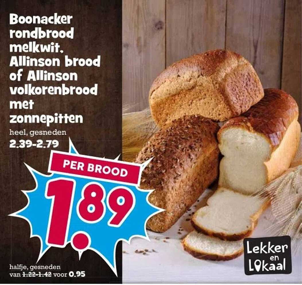 Boonacker Rondbrood Melkwit, Allinson Brood Of Allinson Volkorenbrood ...