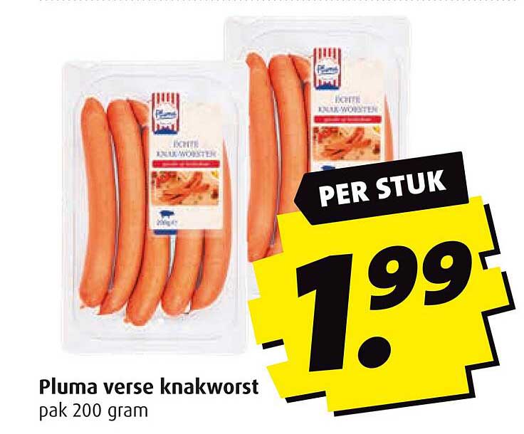 Pluma Verse Knakworst aanbieding bij Boni