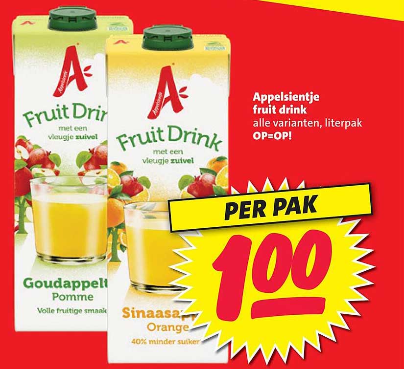 Appelsientje Fruit Drink Alle Varianten, Literpak Op=Op! Aanbieding bij ...