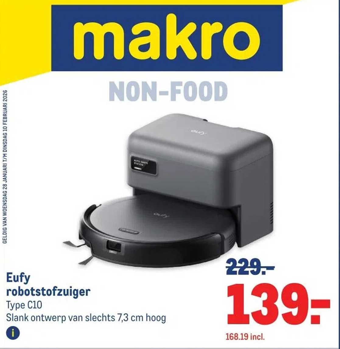 Eufy Robotstofzuiger Type C10 Aanbieding bij Makro - FolderFeest.nl