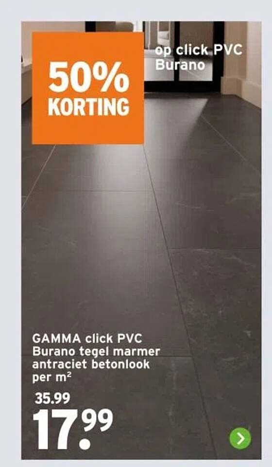 Gamma Click Pvc Burano Tegel Marmer Antraciet Betonlook Per M² ...