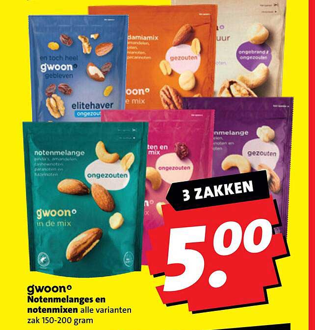 Gwoon° Notenmelanges En Notenmixen Alle Varianten Zak 150-200 Gram ...