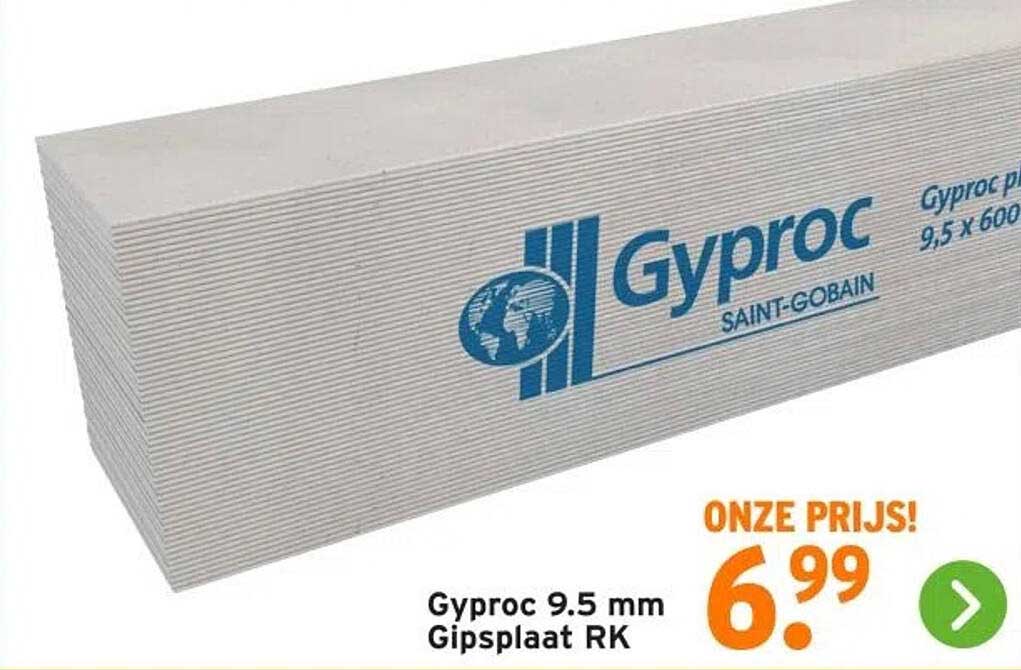 Gyproc 9.5 Mm Gipsplaat Rk Aanbieding bij GAMMA - FolderFeest.nl