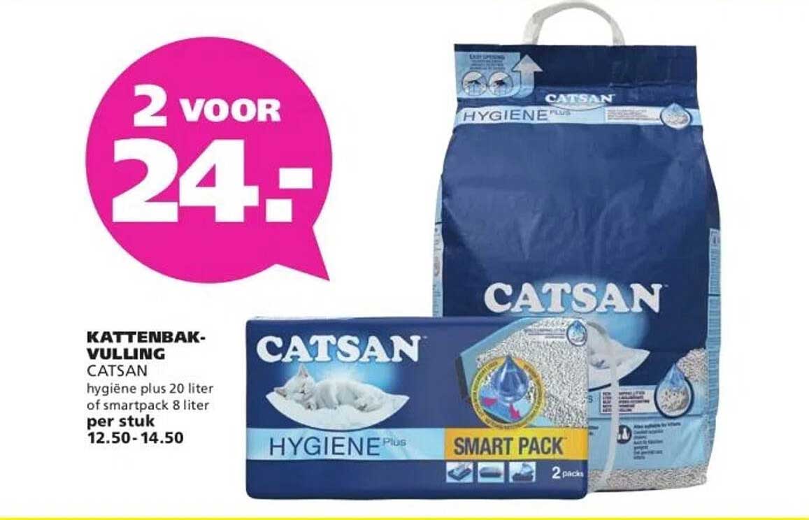 Kattenbak-Vulling Catsan Hygiëne Plus 20 Liter Of Smartpack 8 Liter Per ...