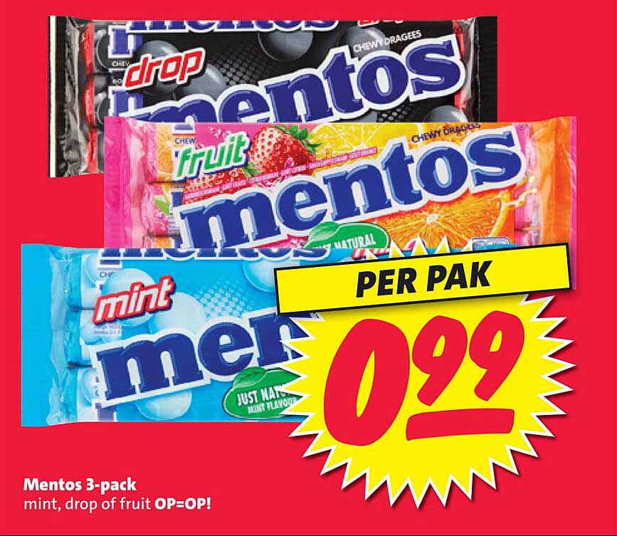 Mentos 3-Pack Aanbieding bij Nettorama - FolderFeest.nl