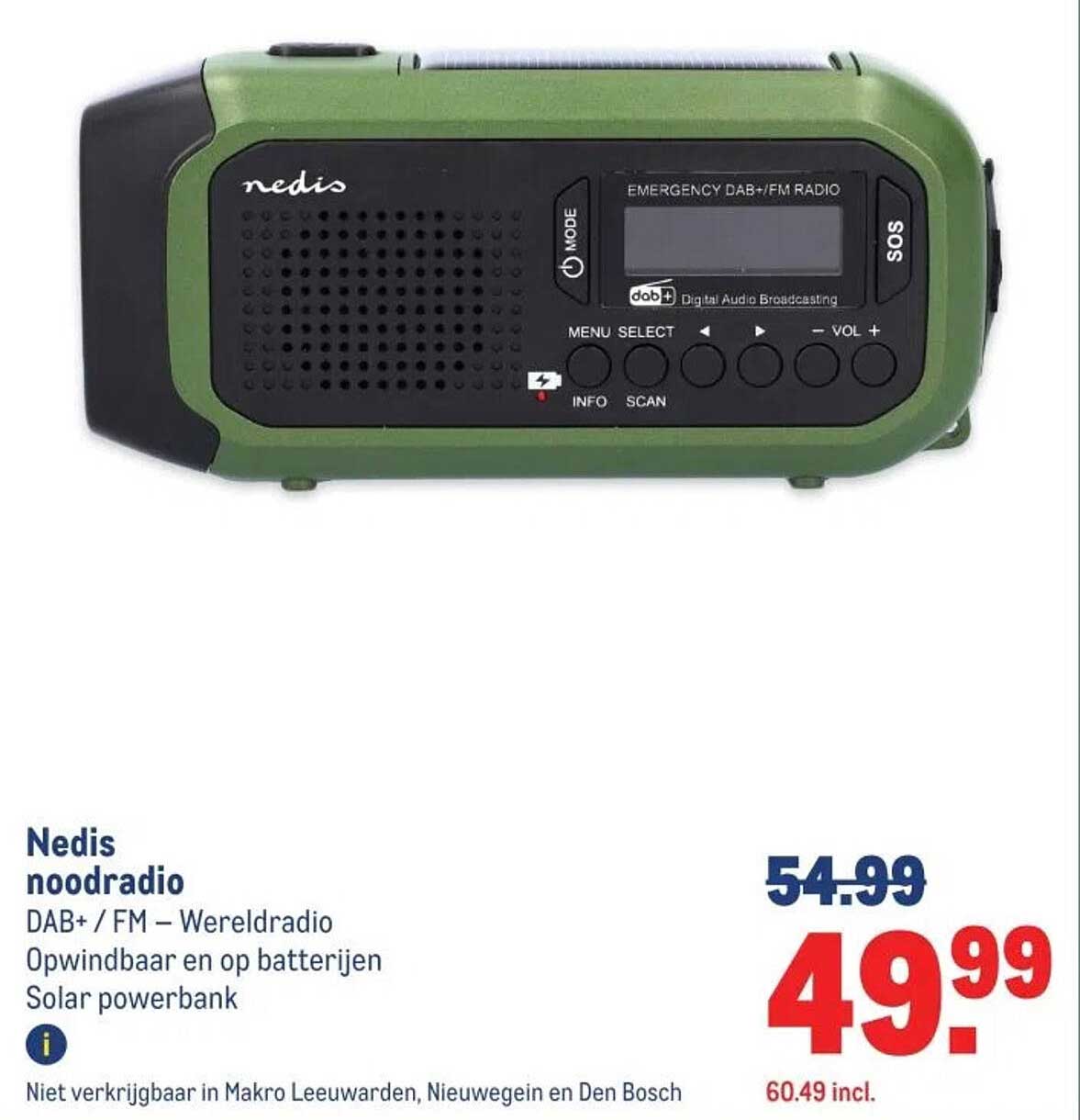 Nedis Noodradio Dab+ / Fm – Wereldradio Opwindbaar En Op Batterijen ...