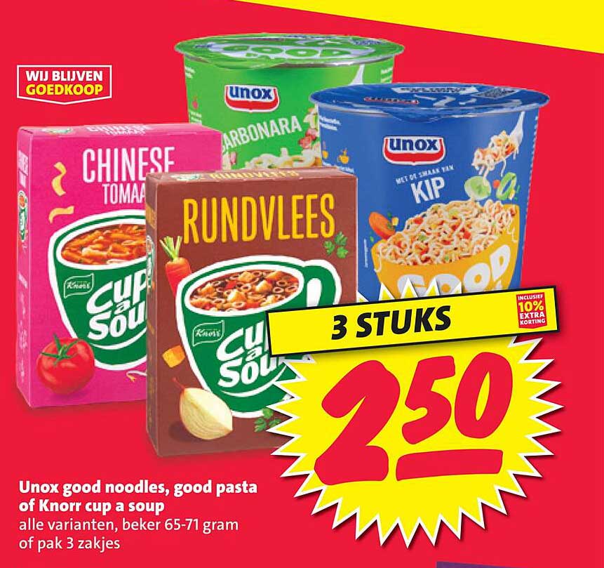 Unox Good Noodles, Good Pasta Of Knorr Cup A Soup Aanbieding bij ...