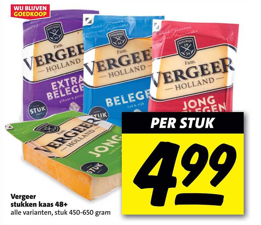 Vergeer Stukken Kaas 48+ Aanbieding bij Nettorama - FolderFeest.nl