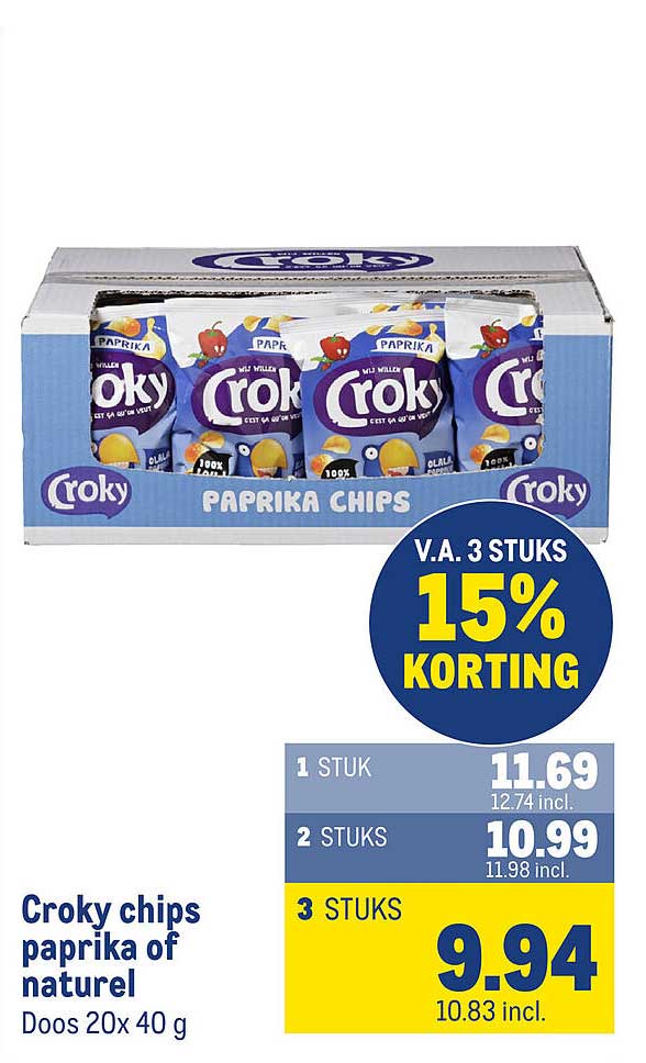 Croky Chips Paprika Of Natuur aanbieding bij Makro