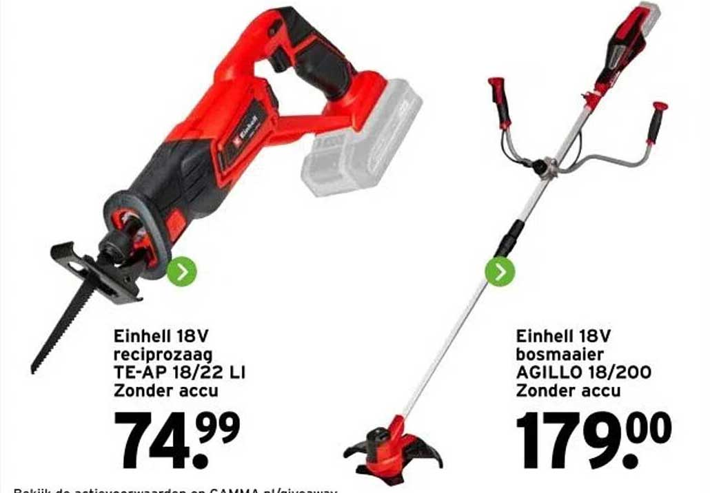 Einhell 18V Reciprozaag Te-Ap 18/22 Li Zonder Accu aanbieding bij GAMMA