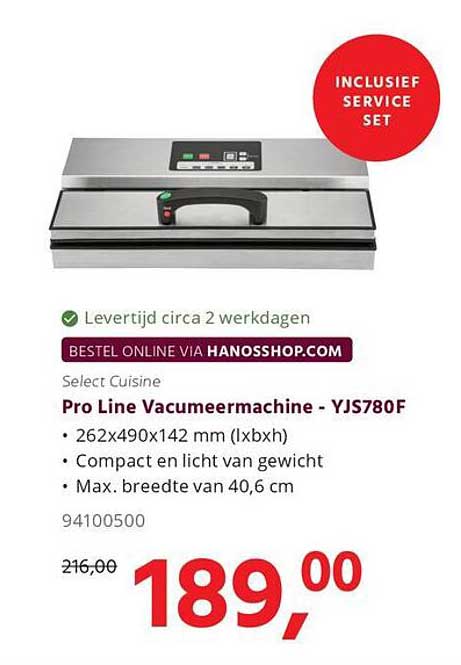 Select Cuisine Pro Line Vacumeermachine - Yjs780F Aanbieding bij HANOS ...