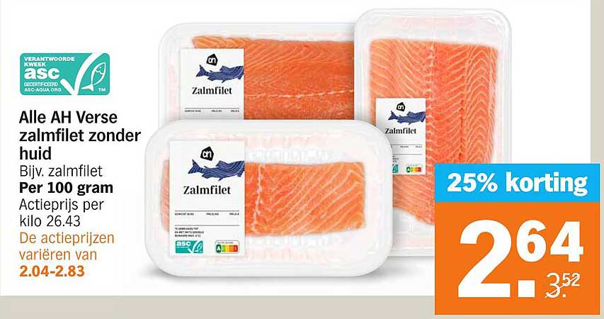 Alle Ah Verse Zalmfilet Zonder Huid aanbieding bij Albert Heijn