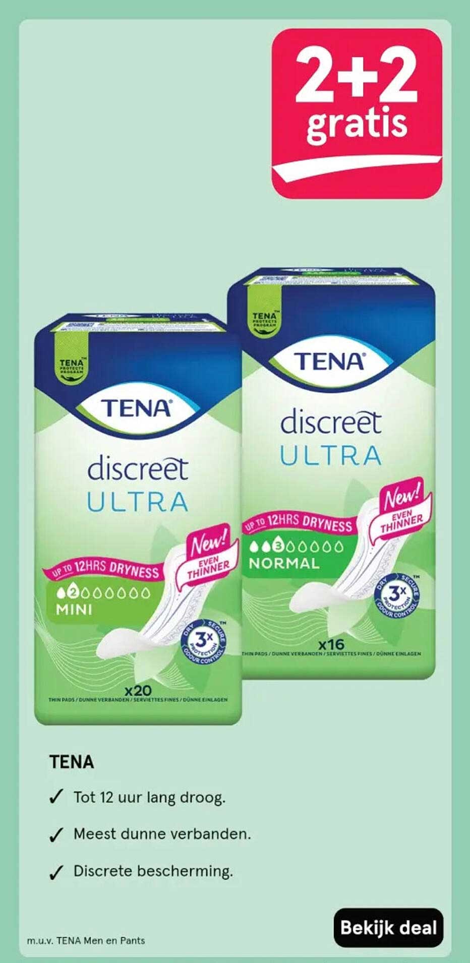 2+2 Gratis Tena Discreet Ultra Aanbieding bij Etos - FolderFeest.nl