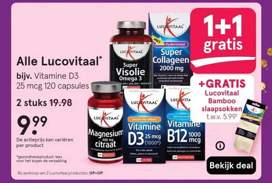 Alle Lucovitaal* Bijv. Vitamine D3 25 Mcg 120 Capsules Aanbieding bij ...