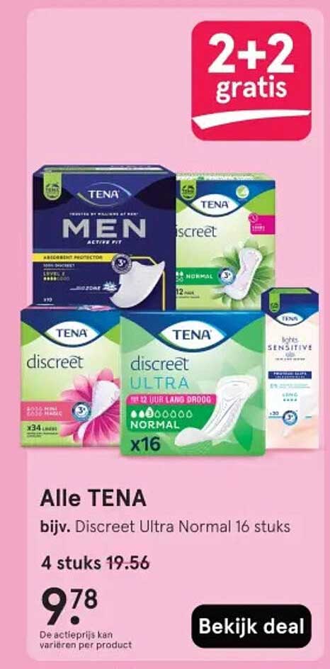 2+2 Gratis Tena Discreet Ultra Aanbieding bij Etos - FolderFeest.nl