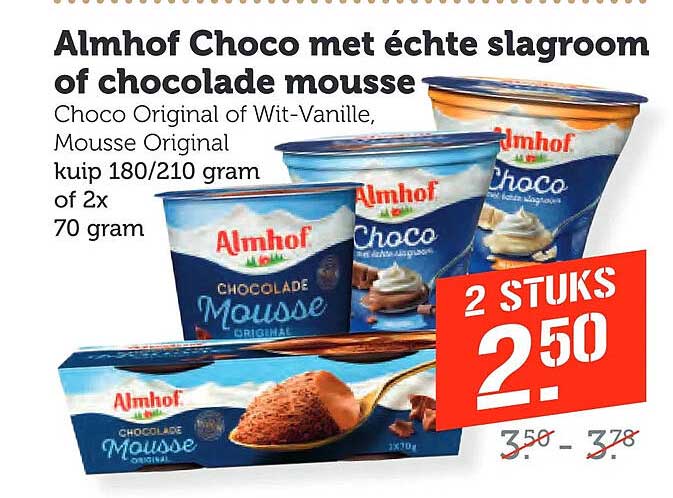 Almhof Choco Met Échte Slagroom Of Chocolade Mousse Aanbieding bij Coop ...