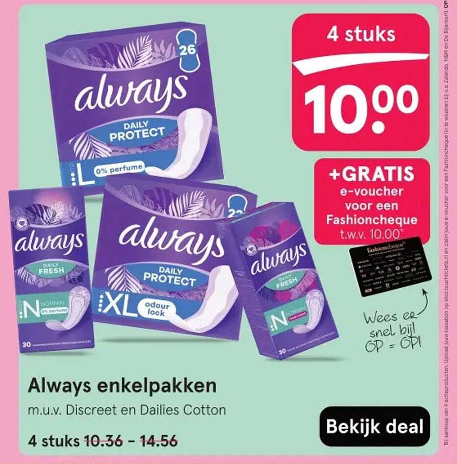 Always Enkelpakken M.u.v. Discreet En Dailies Cotton Aanbieding bij ...