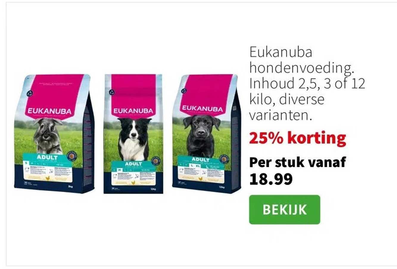 Eukanuba Hondenvoeding. Inhoud 2,5, 3 Of 12 Kilo, Diverse Varianten ...