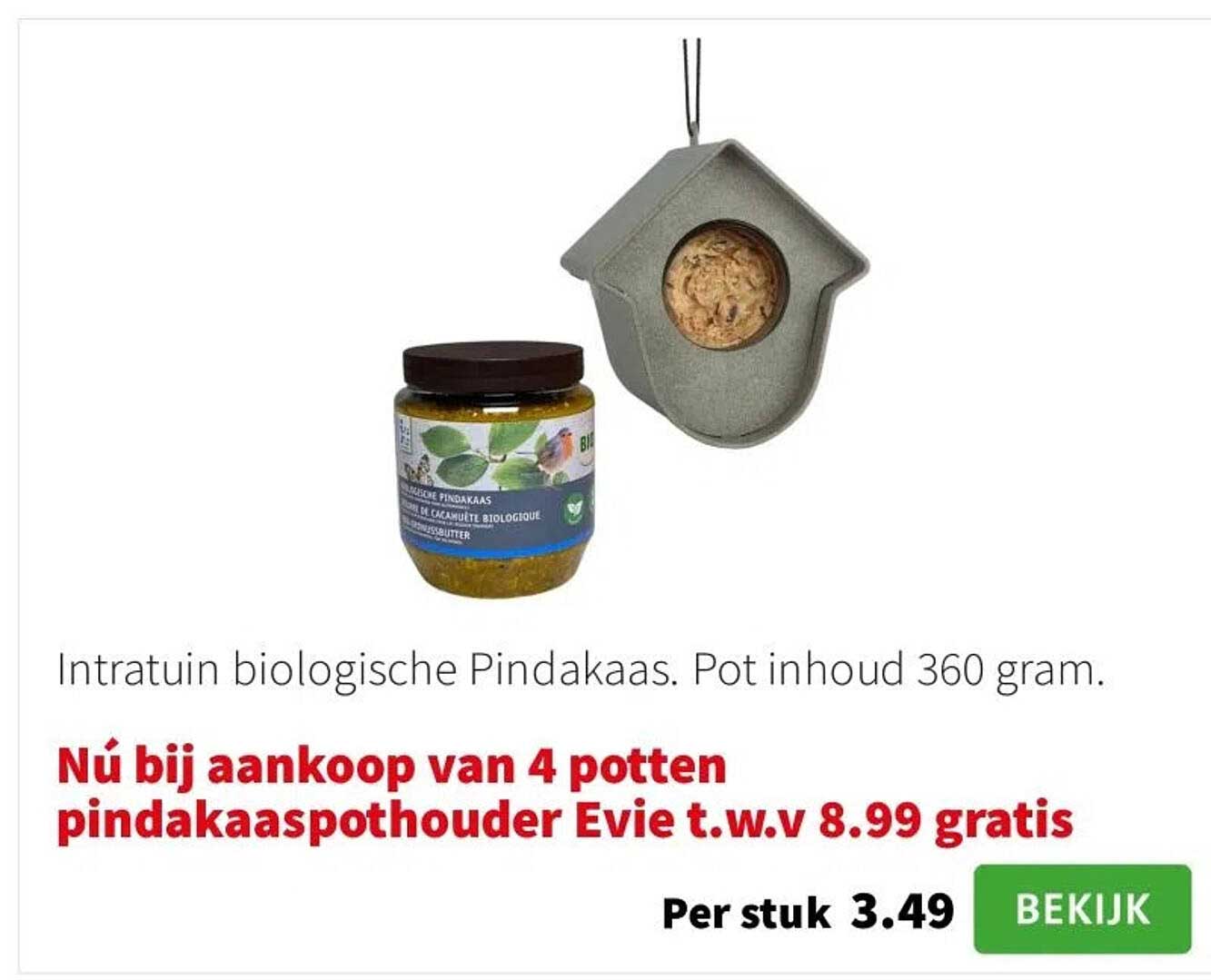 Intratuin Biologische Pindakaas. Pot Inhoud 360 Gram. Aanbieding bij ...