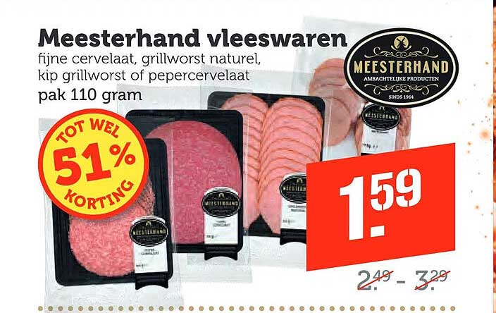 Meesterhand Vleeswaren 110 Gram Aanbieding bij Coop - FolderFeest.nl