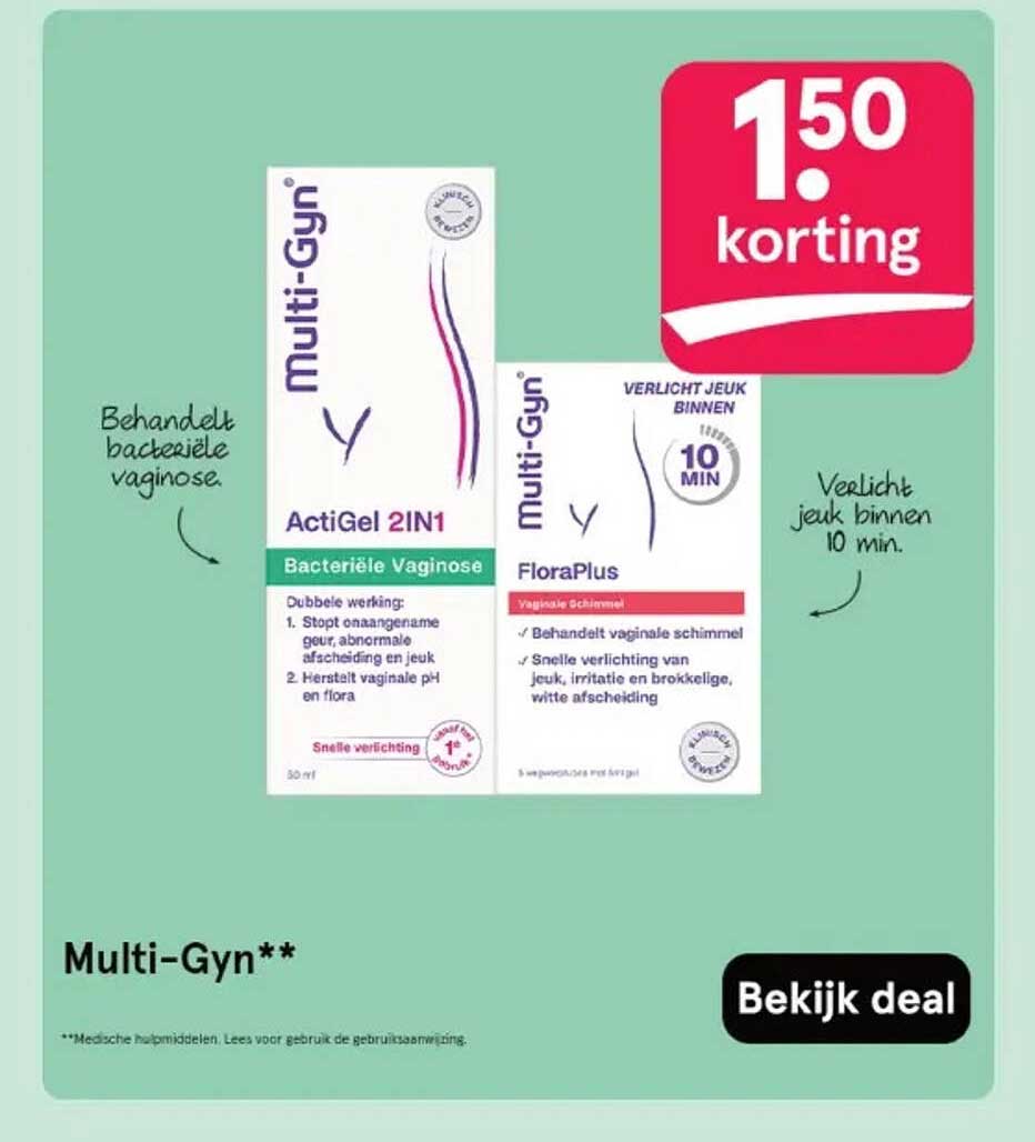 Multi-Gyn Actigel 2In1 En Floraplus - 1,50 Korting Aanbieding bij Etos ...