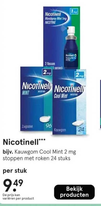 Nicotinell*** Bijv. Kauwgom Cool Mint 2 Mg Stoppen Met Roken 24 Stuks ...