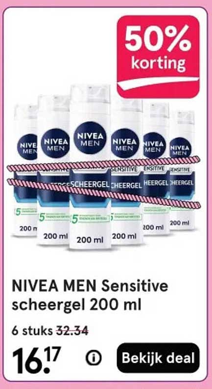 Nivea Men Sensitive Scheergel 200 Ml Aanbieding bij Etos - FolderFeest.nl
