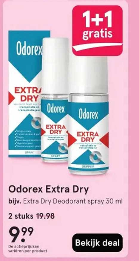 Odorex Extra Dry Bijv. Extra Dry Deodorant Spray 30 Ml Aanbieding bij ...