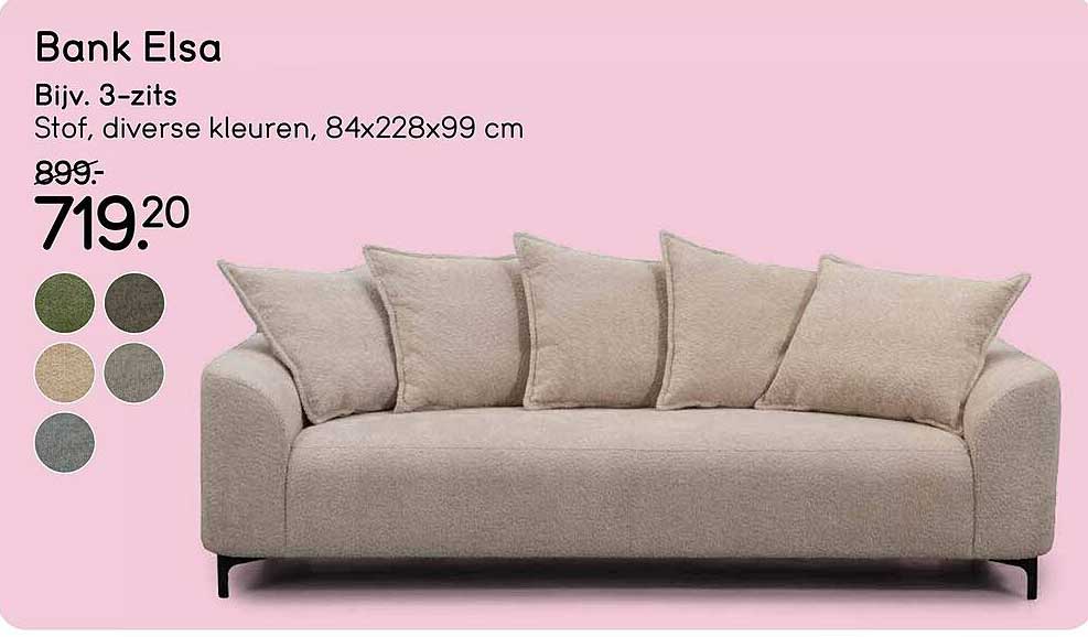 Bank Elsa Aanbieding bij Leen Bakker - FolderFeest.nl