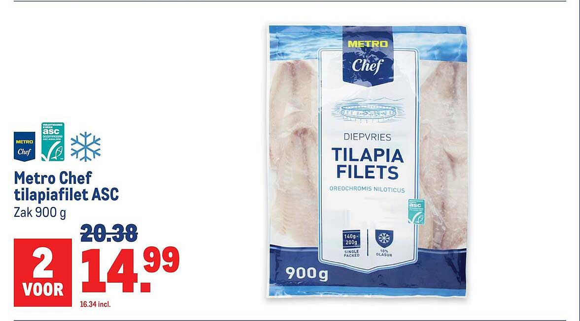 Metro Chef Tilapiafilet Asc Aanbieding bij Makro - FolderFeest.nl