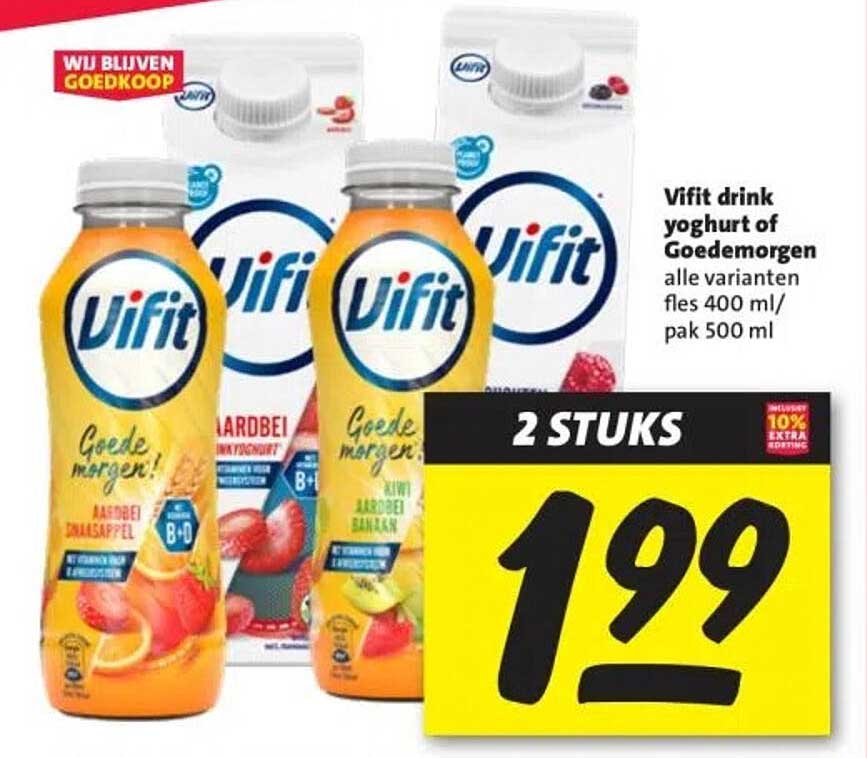 Vifit Drink Yoghurt Of Goedemorgen Alle Varianten Fles 400 Ml/Pak 500 ...