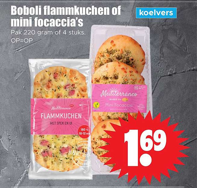 Boboli Flammkuchen Of Mini Focaccia's aanbieding bij Dirk