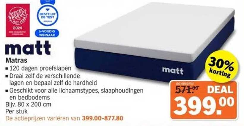 Matt Matras Aanbieding bij Albert Heijn - FolderFeest.nl