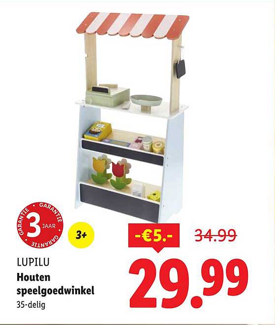 Lupilu Houten Speelgoedwinkel 35-Delig Aanbieding bij Lidl - FolderFeest.nl