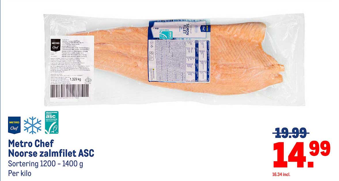 Metro Chef Noorse Zalmfilet Asc Aanbieding bij Makro - FolderFeest.nl