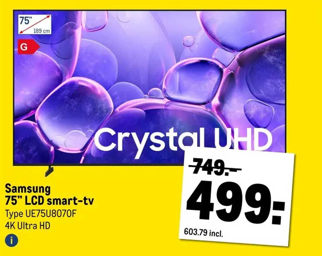 Samsung 75" Lcd Smart-Tv Type Ue75U8070F 4K Ultra Hd Aanbieding bij ...