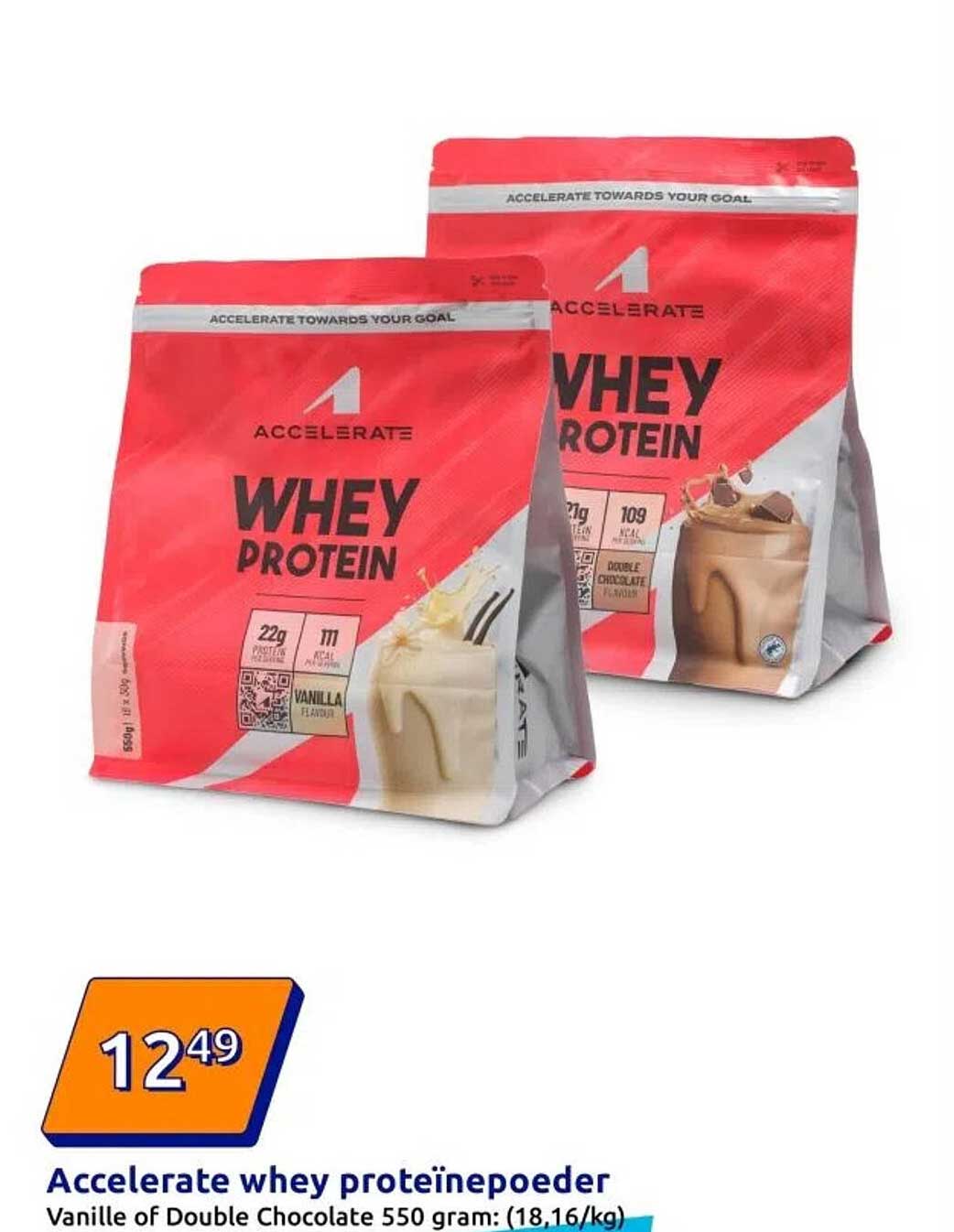 Accelerate Whey Proteïnepoeder Vanille Of Double Chocolate 550 Gram ...