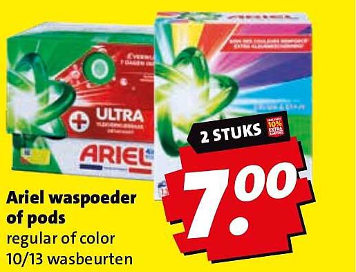 Ariel Waspoeder Of Pods Regular Of Color 10/13 Wasbeurten Aanbieding ...