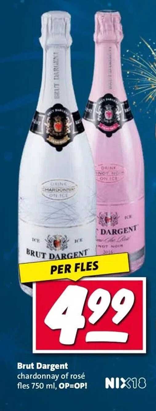 Brut Dargent Chardonnay Of Rosé Fles 750 Ml, Op=Op! Aanbieding bij ...