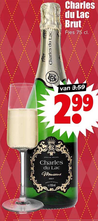 Charles Du Lac Brut Fles 75 Cl Aanbieding bij Dirk - FolderFeest.nl