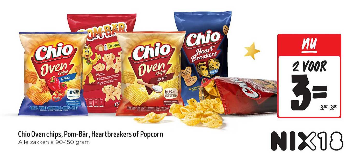 Chio Oven Chips, Pom-Bär, Heartbreakers Of Popcorn Aanbieding bij Jumbo ...