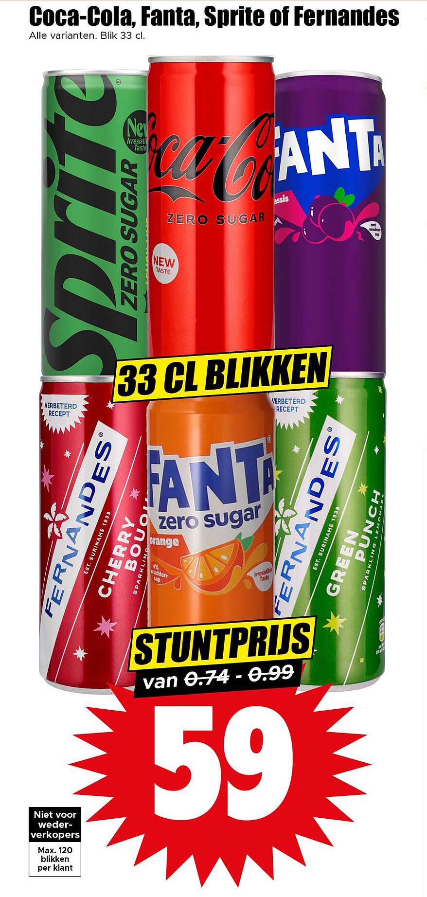 Coca-Cola, Fanta, Sprite Of Fernandes 33 Cl Blikken Aanbieding bij Dirk ...