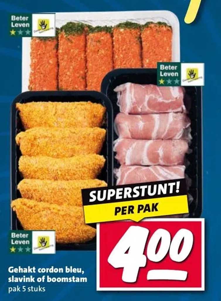 Gehakt Cordon Bleu, Slavink Of Boomstam Pak 5 Stuks Aanbieding bij Boni ...
