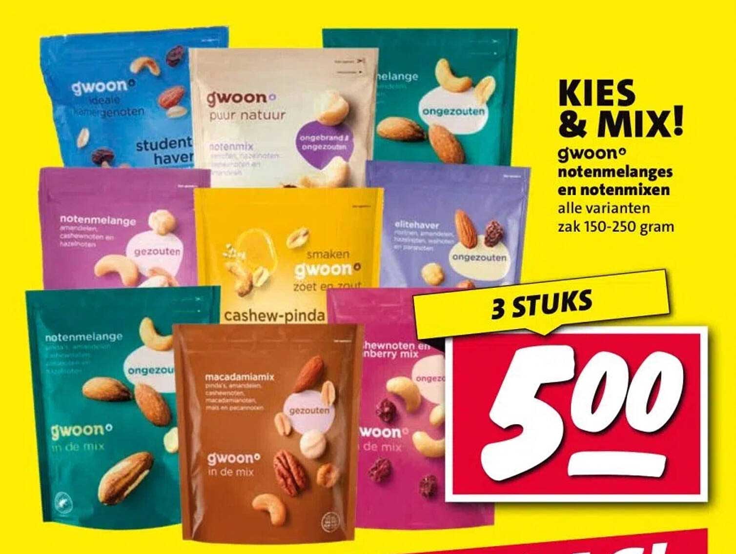 G'woon Notenmelanges Of Notenmixen Zak 150-200 Gram Aanbieding bij ...