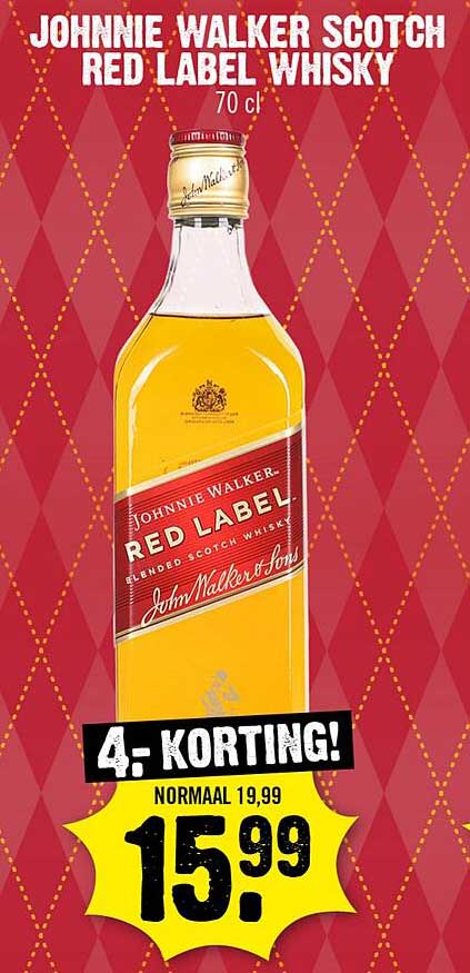 Johnnie Walker Scotch Red Label Whisky 70 Cl Aanbieding bij Dirk ...