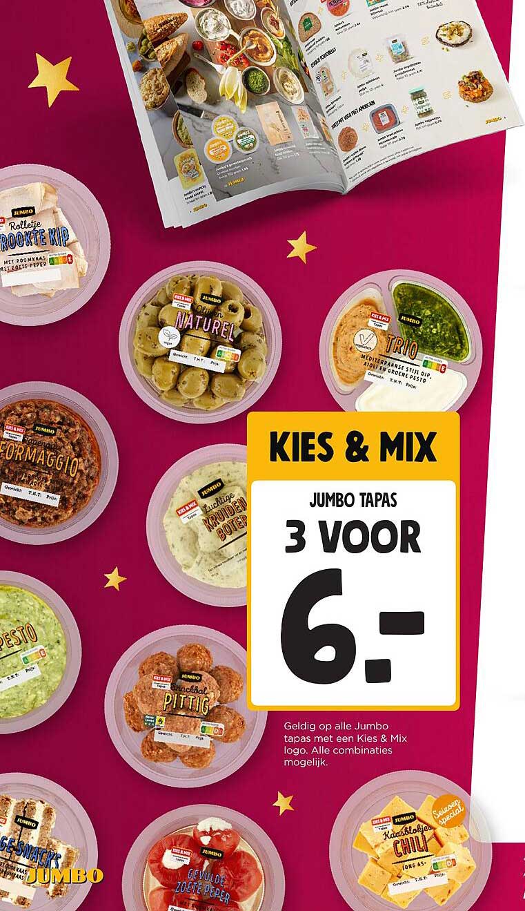 Kies & Mix Jumbo Tapas 3 Voor 6.- Aanbieding bij Jumbo - FolderFeest.nl